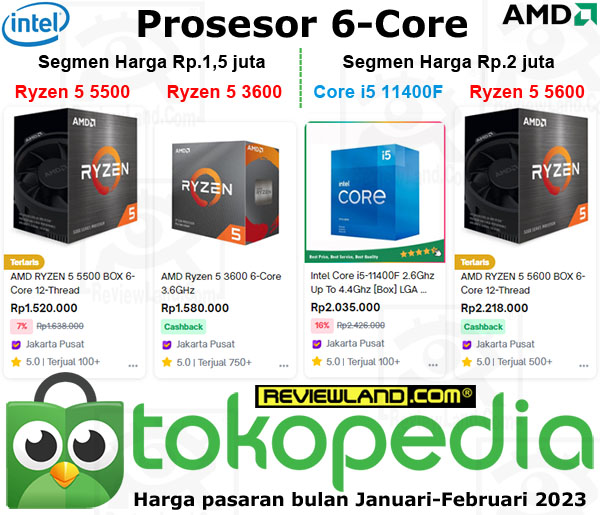 Duel CPU 6-core Intel & AMD harga Rp.2 juta tahun 2023 : Core i5 11400F ...
